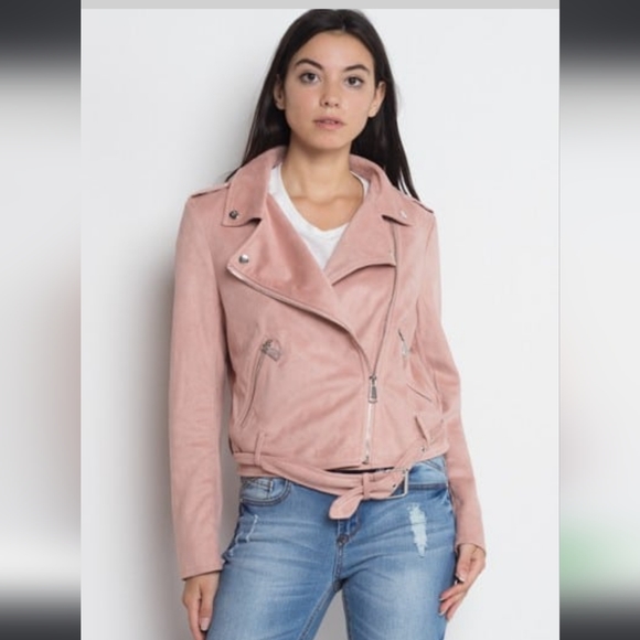 Vigoss | Jackets & Coats | Vigoss Faux Suede Pink Moto Jacket | Poshmark